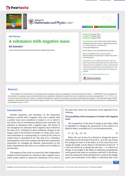 Pdf A Substance With Negative Mass