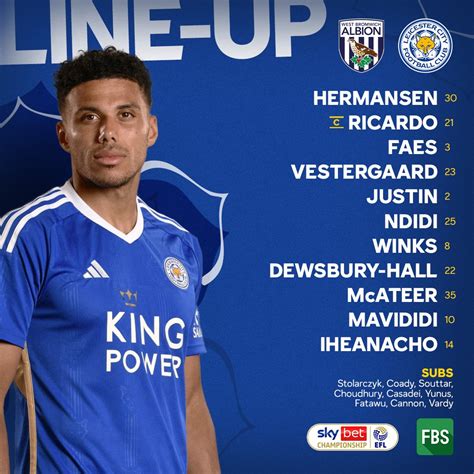 공홈 챔피언십 19r 웨스트 브롬위치 알비온 Fc Vs 레스터 시티 Fc 선발 라인업 축구 소식통 에펨코리아