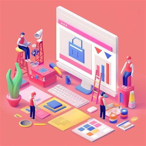 Ui And Ux Designer Isometric Composition Premium Ai Generated Image