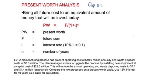 Engineering Economics Clip1 Present Worth Analysis Youtube