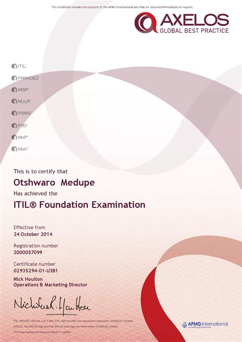 Itil Certificate Pdf