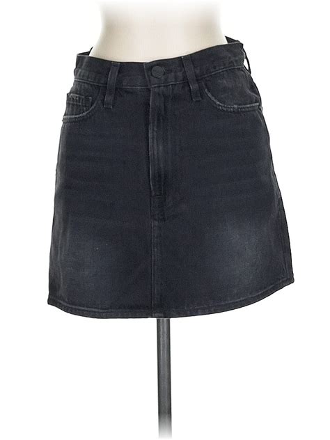 Frame Denim 100 Cotton Solid Black Denim Skirt Size 24 Waist 56 Off
