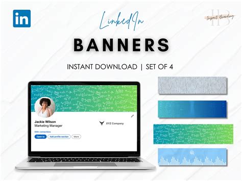 4 Linkedin Banners Blue Green Data Themed Designs Instant Download For Data