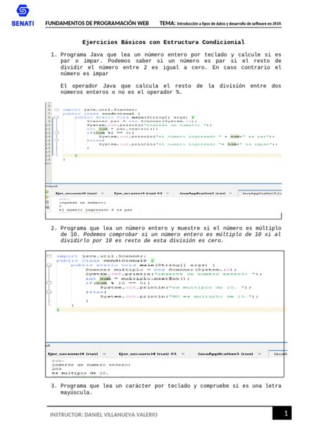 Java Ejercicios Estructuras Condicionales Pdf Tipo De Datos