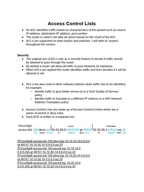 Access Control Lists Security Pdf Router Computing Internet