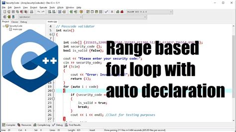 C Range Based For Loop And Auto Declaration Youtube