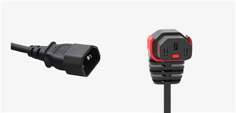 IEC LOCK AC MAINS POWER CORDSET IEC Lock Vertical Down C13 Female IEC C14 Male 3 Metre Black