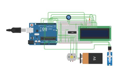 circuit design lcd 16x2 motor cc tinkercad