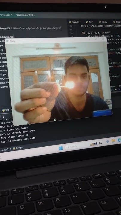 Real Time Fire 🔥🚒 Detection And Alert System Shorts Python Project