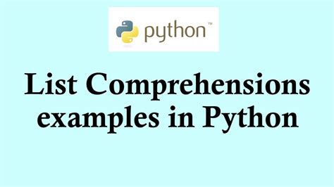Easy Python List Comprehensions Examples Youtube