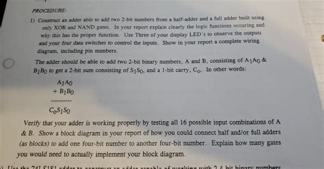 solved procedure 1 construct an adder able to add two 2 bit