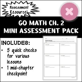 GO Math 4th Grade Chapter 2 Mini Assessment Pack By Vanessa Beckman