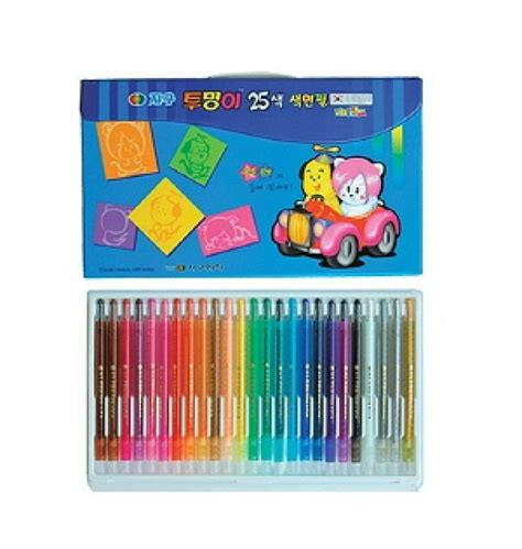 지구색연필 25색 투명이 샤프식 금색은색 그리기 Osk 티몬