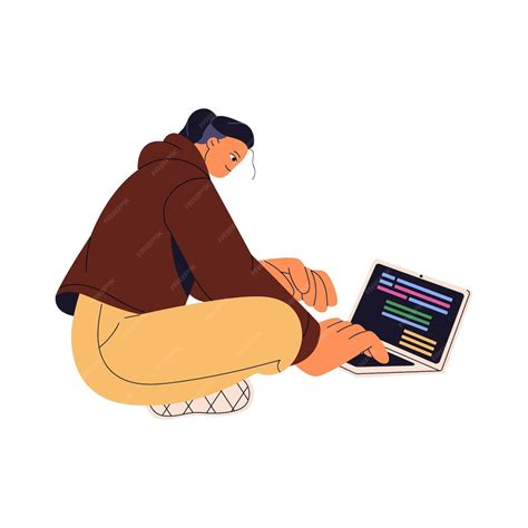 Programmierer Arbeitet Am Laptop Freiberuflicher Programmierer