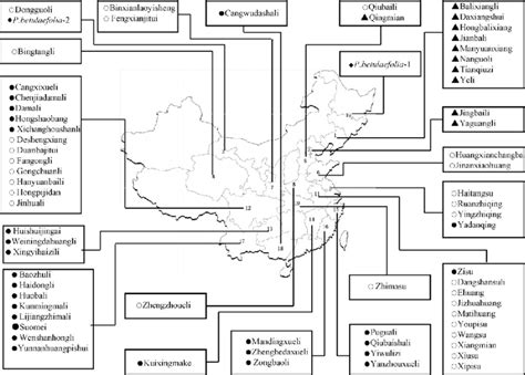 Geographical Distribution Of The 68 Chinese Pear Cultivars And Types In Download Scientific
