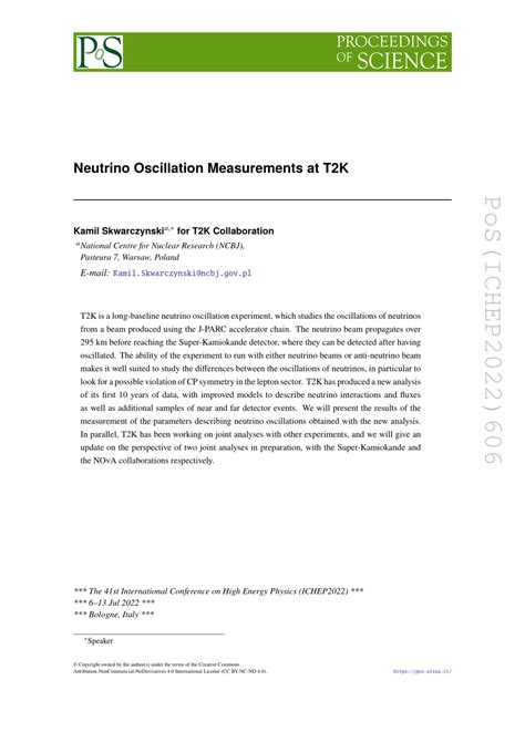 Pdf Neutrino Oscillation Measurements At T2k