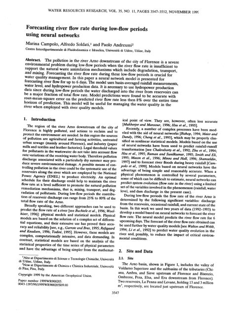 pdf forecasting river flow rate during low flow periods using neural