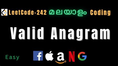 Dsa In Malayalam Valid Anagram Malayalam Leetcode 242 Array