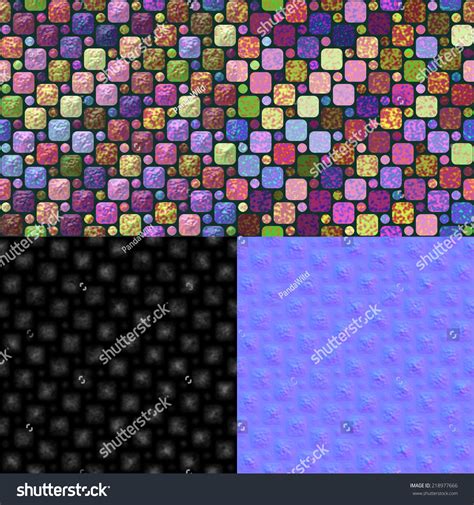 Glazed Tiles Seamless Generated Texture With Diffuse Bump And Normal