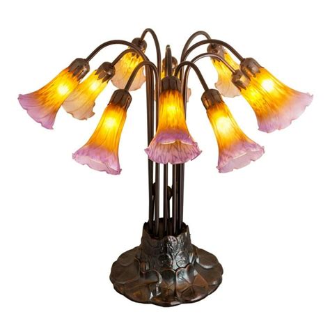 14429 Meyda 22h Amberpurple Pond Lily 10 Lt Table Lamp