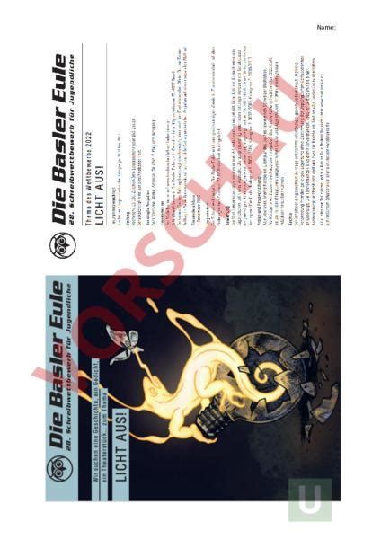 Arbeitsblatt Schreibauftrag Basler Eule Deutsch Texte Schreiben