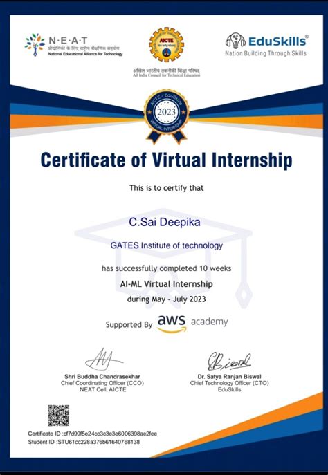 C Sai Deepika On Linkedin Aicteinternship Eduskillsfoundation Eduskillsinternship