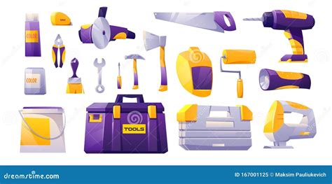Tools Set Hardware Construction Shop Instruments Stock Vector Illustration Of Construction