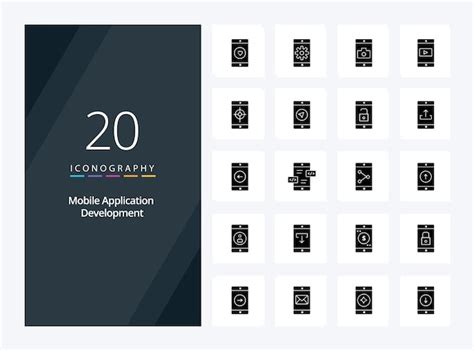 Premium Vector 20 Mobile Application Development Solid Glyph Icon For Presentation