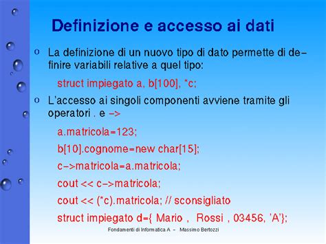 Definizione Di Variabili E Accesso Ai Dati