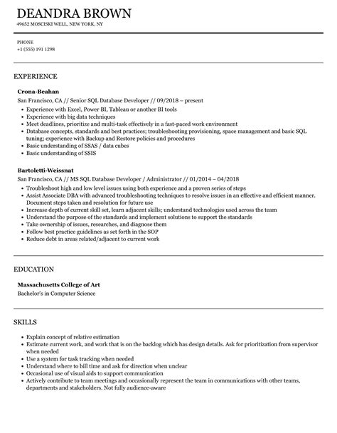 Sql Database Developer Resume Samples Velvet Jobs