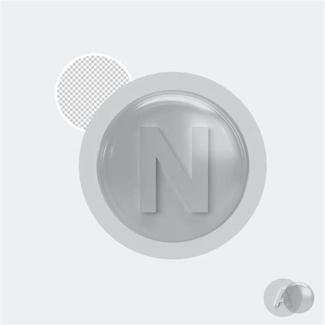Premium PSD N Button User Interface Element D Render Illustration
