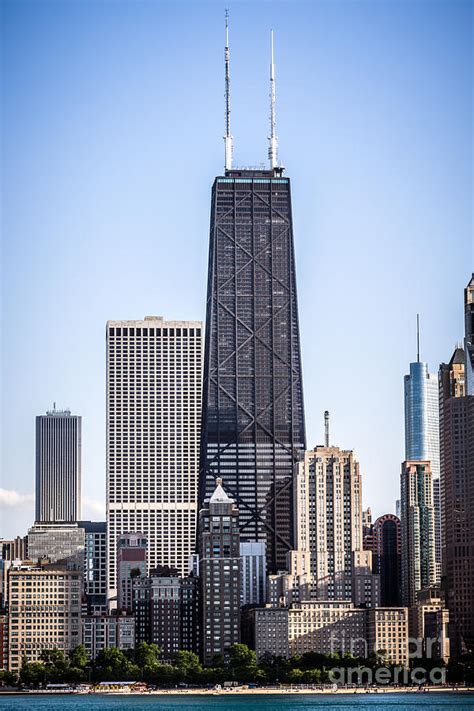 Chicago At Night With John Hancock Building Photograph By Paul Velgos