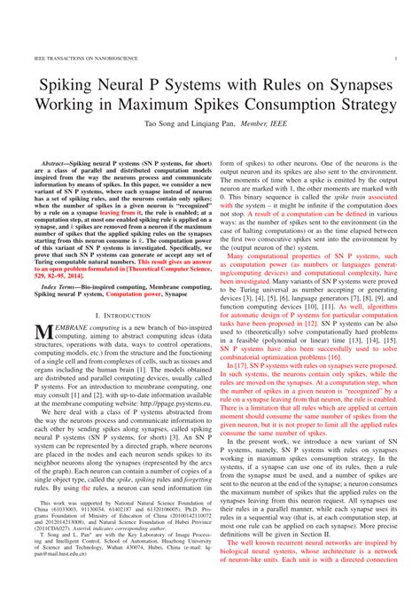 PDF Spiking Neural P Systems With Rules On Synapses Working In Maximum Spiking Strategy