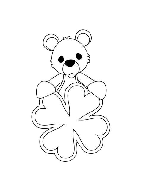 Lucky Charms Bear And Four Leaf Clover Coloring Page Download Print