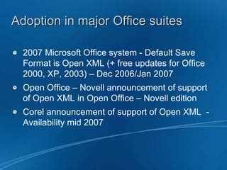 Open XML Formats For CIO S PPT