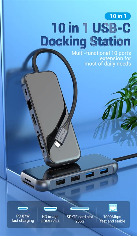 Vention Usb C Hub Mirrored Surface Multi Function Usb C To 10 Ports Usb