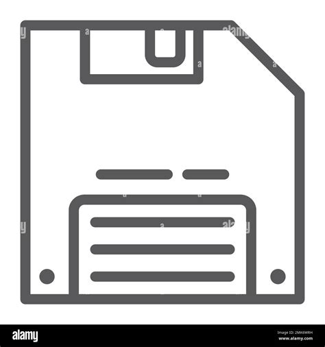 Save Game Line Icon Data And Disk Diskette Sign Vector Graphics A Linear Pattern On A White