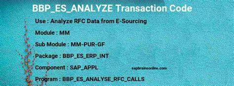 BBP ES ANALYZE SAP Tcode For Analyze RFC Data From E Sourcing