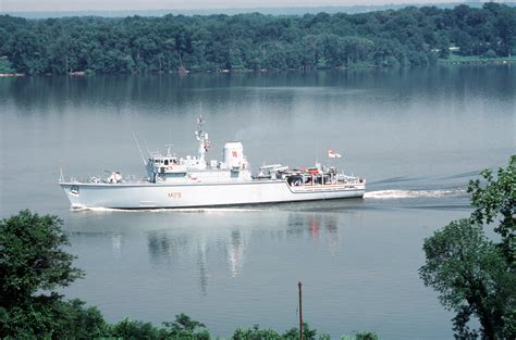 A Port Side View Of The British Hunt Class Minesweeper Hms Brecon M 29 Underway On The Potomac