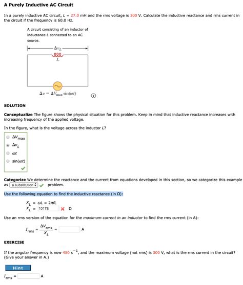 Solved A Purely Inductive AC Circuit In A Purely Inductive Chegg