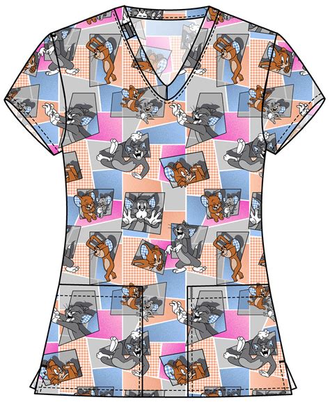 Tom And Jerry Warner Bros Licensed V Neck Scrub Top Tf796 Tjtt
