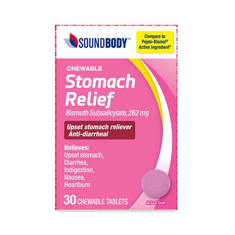 Sound Body Stomach Relief Bismuth Chewable Tablets 30 Ct Delivery Or