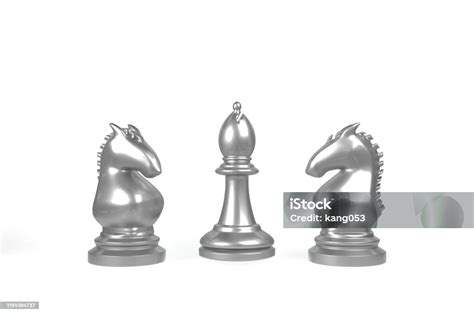 체스 체크 메이트 개념 3d 렌더링 그림 의 실버 메탈릭 체스 피규어의 집합 흰색 배경에 격리 된 주요 및 작은 조각 고해상도 3d 렌더링 이미지 1위에 대한 스톡 사진 및