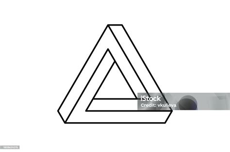 불가능한 삼각형 모양 착시 현상 삼각형 무한 루프 기호입니다 추상적이고 비현실적인 기하학적 형태 로고 아이콘 라벨 태그에 대한 선형 퍼즐 디자인 요소 벡터 일러스트 레이 션