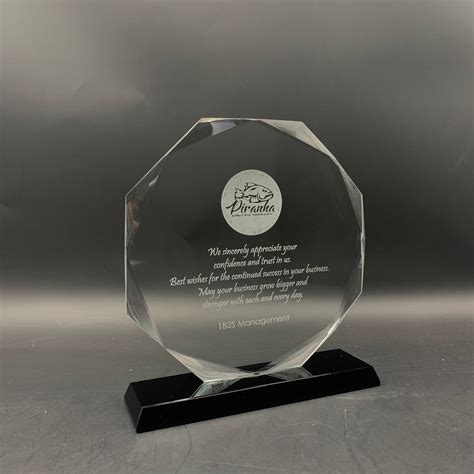 Octagon Trophy Award With Black Base Etch