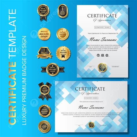 현대 블루 인증서 배경 템플릿 템플릿 Psd 다운로드 디자인 자료 다운로드