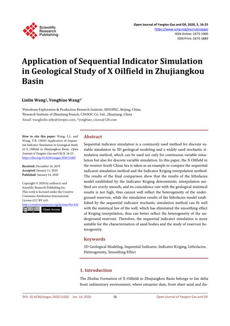 Pdf Application Of Sequential Indicator Simulation In Geological