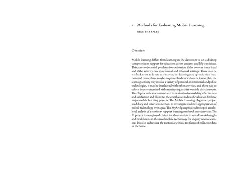 Pdf Methods For Evaluating Mobile Learning