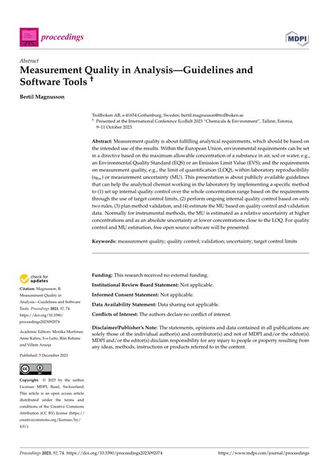 Pdf Measurement Quality In Analysis—guidelines And Software Tools