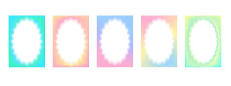 Set Of Rectangular Gradient Blurred Frames With Wavy Oval Inner Borders Retro Frames With
